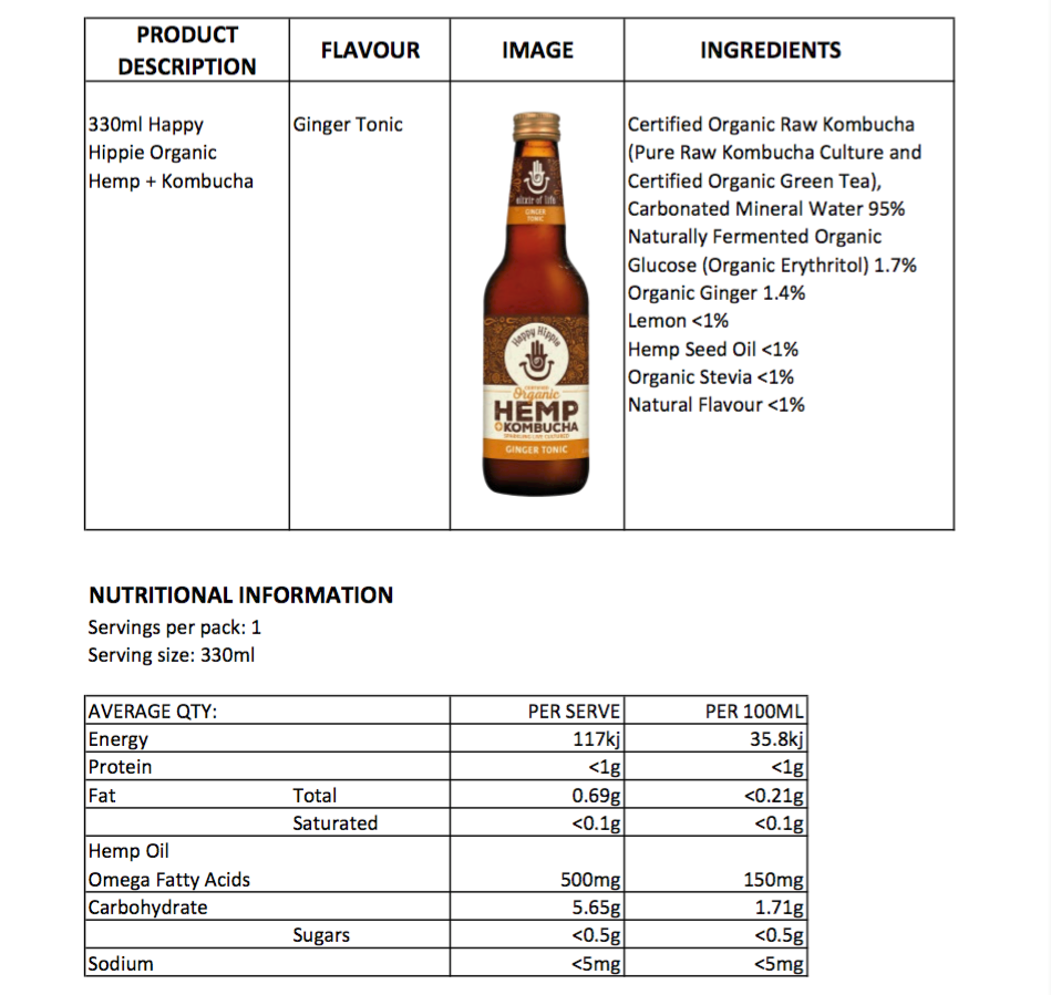 Happy Hippie Ginger Tonic Hemp + Kombucha - 12 x 330ml bottles – Happy ...